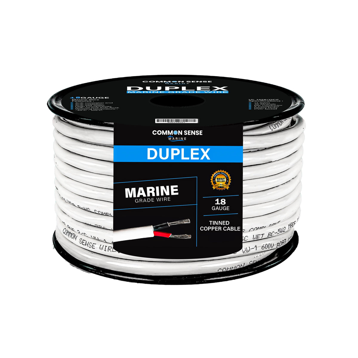 18/2 AWG Duplex DC Wire - Tinned Copper – Common Sense Marine