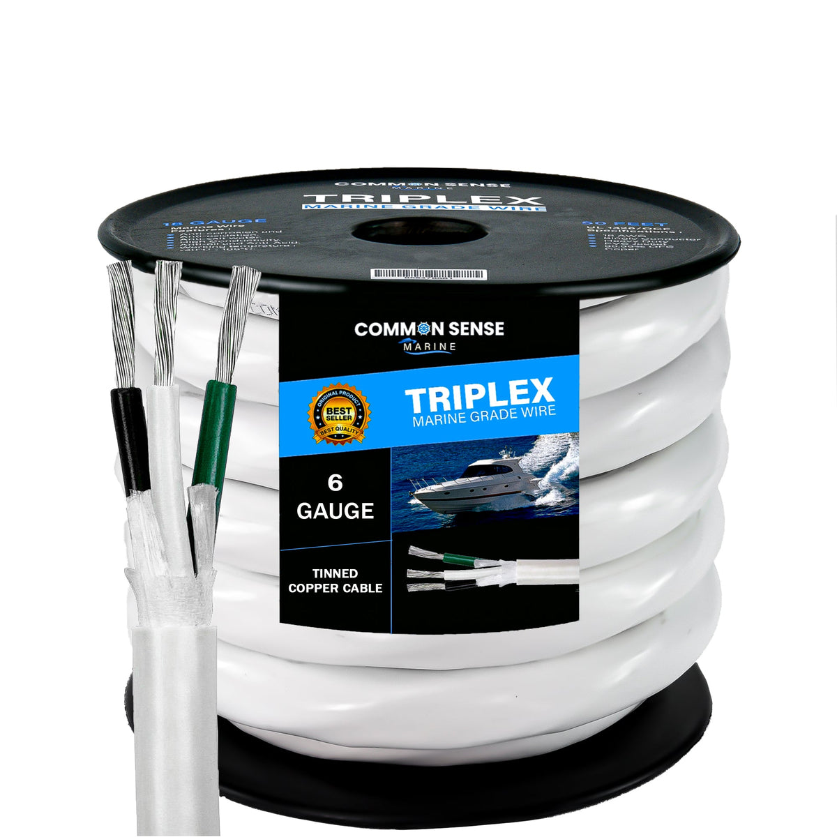 6/3 AWG Triplex AC Wire - Tinned Copper – Common Sense Marine